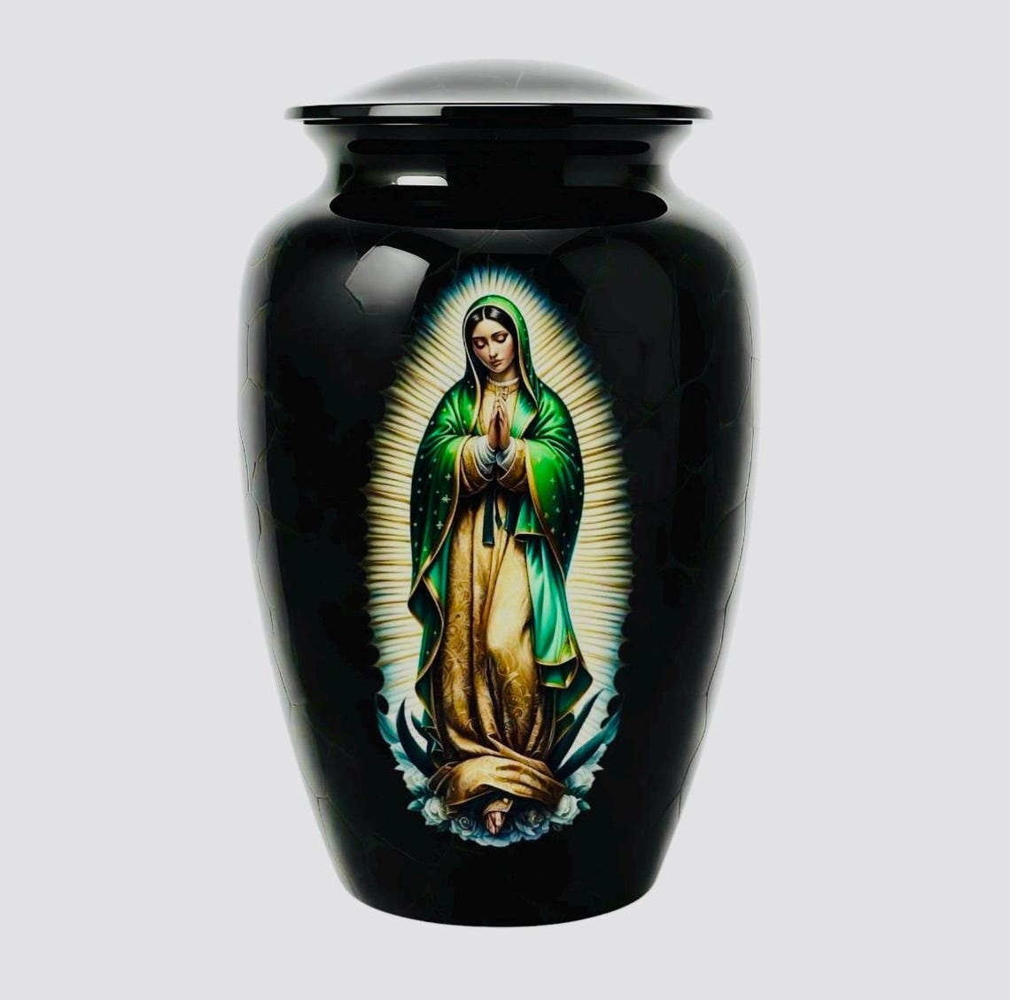 Our Lady of Guadalupe Urn, Virgin Mary Cremation Memorial, Adult Metal ...