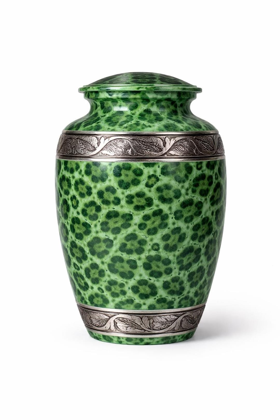 Green Leopard Print Cremation Urn for Human Ashes, Adult Memorial Urn ...