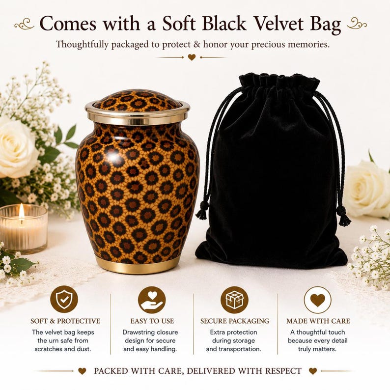 Leopard Print Keepsake Urn for Pet Ashes, 5 Inch Mini Cremation Urn ...