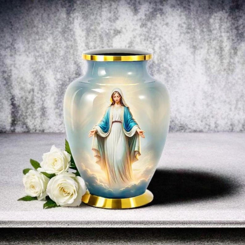Virgin Mary Cremation Urn for Human Ashes | Catholic Funeral Memorial ...