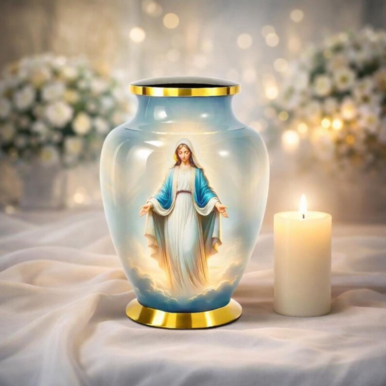 Virgin Mary Cremation Urn for Human Ashes | Catholic Funeral Memorial ...