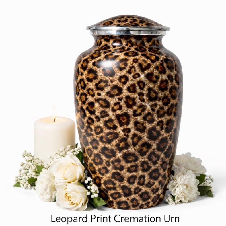 Leopard Print Urn, 10 Inch Cremation Urn, Secure Lid - Etsy