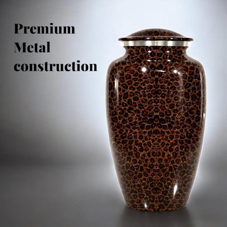 Leopard Print Cremation Urn for Human Ashes – Funeral Urn With Velvet ...