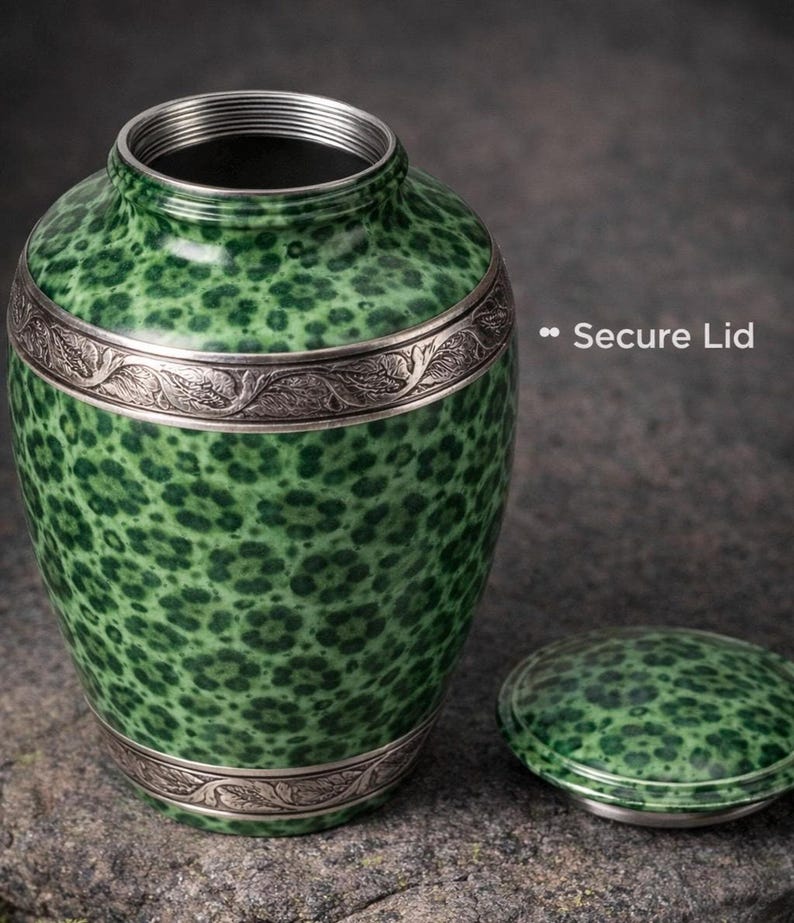 Green Leopard Print Cremation Urn for Human Ashes, Adult Memorial Urn ...