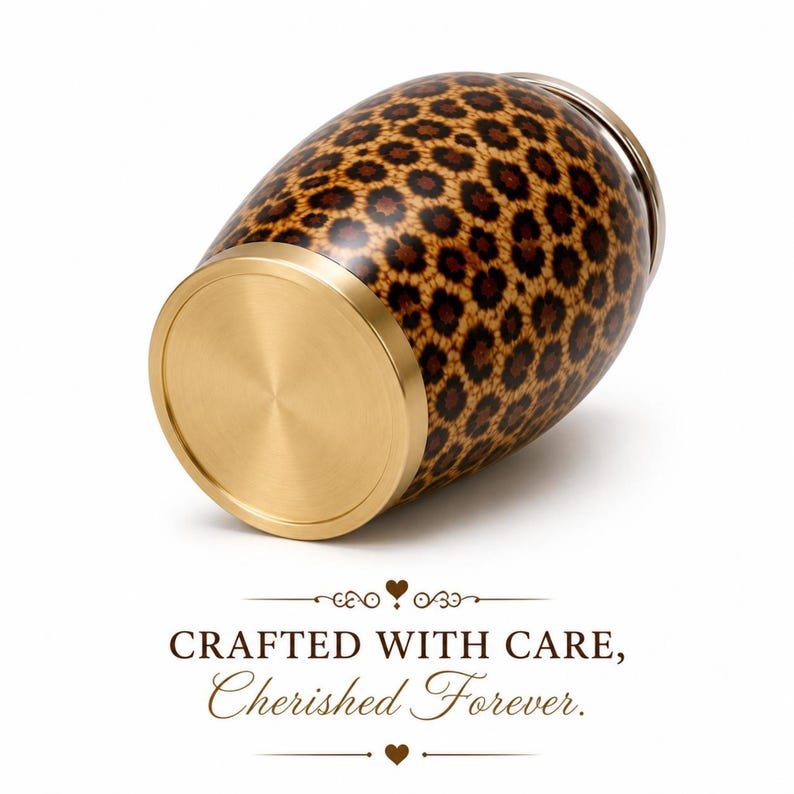 Leopard Print Keepsake Urn for Pet Ashes, 5 Inch Mini Cremation Urn ...