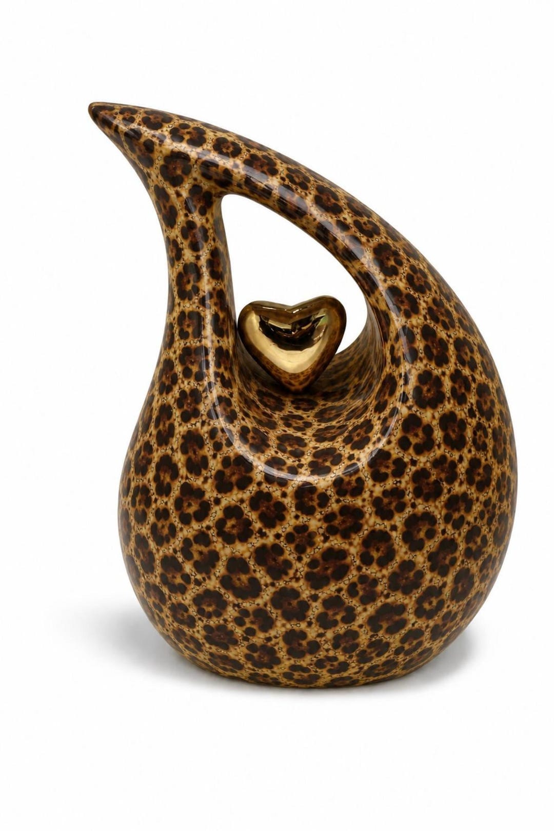 Leopard Print Cremation Urn for Ashes | Memorial Urn With Heart ...