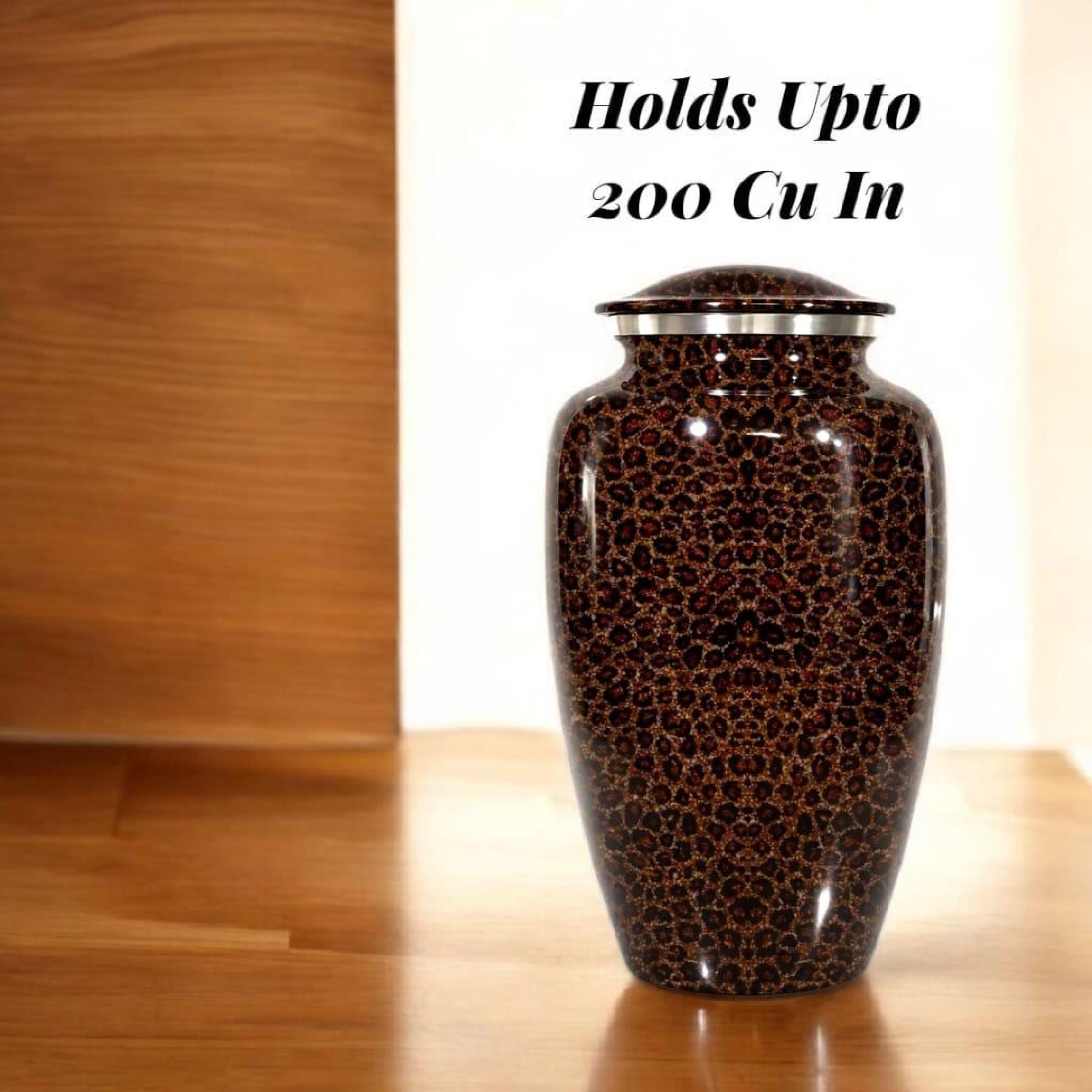 Leopard Print Cremation Urn for Human Ashes – Funeral Urn With Velvet ...