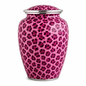 10 Inch Pink Leopard Print Cremation Urn for Mom, Human Ashes Adult ...