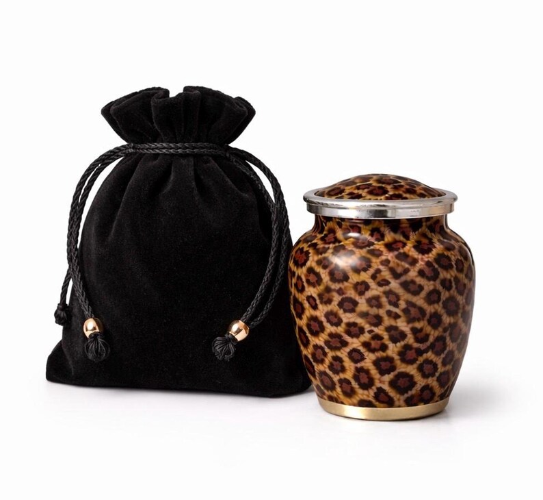 Dark Brown Leopard Print Mini Cremation Urn – 5 Inch Keepsake Pet Urn ...