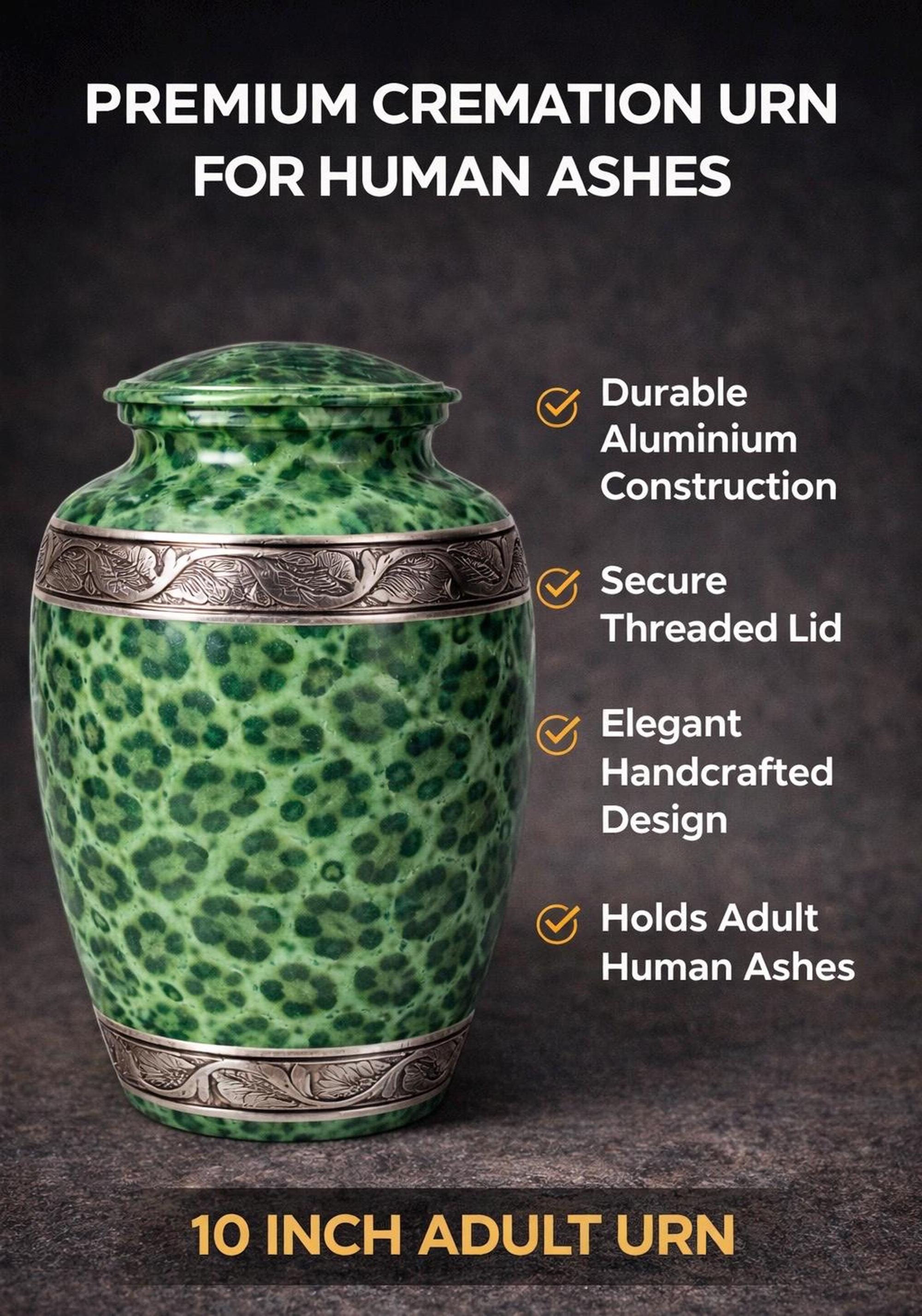 Green Leopard Print Cremation Urn for Human Ashes, Adult Memorial Urn ...