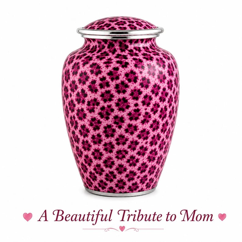 10 Inch Pink Leopard Print Cremation Urn for Mom, Human Ashes Adult ...