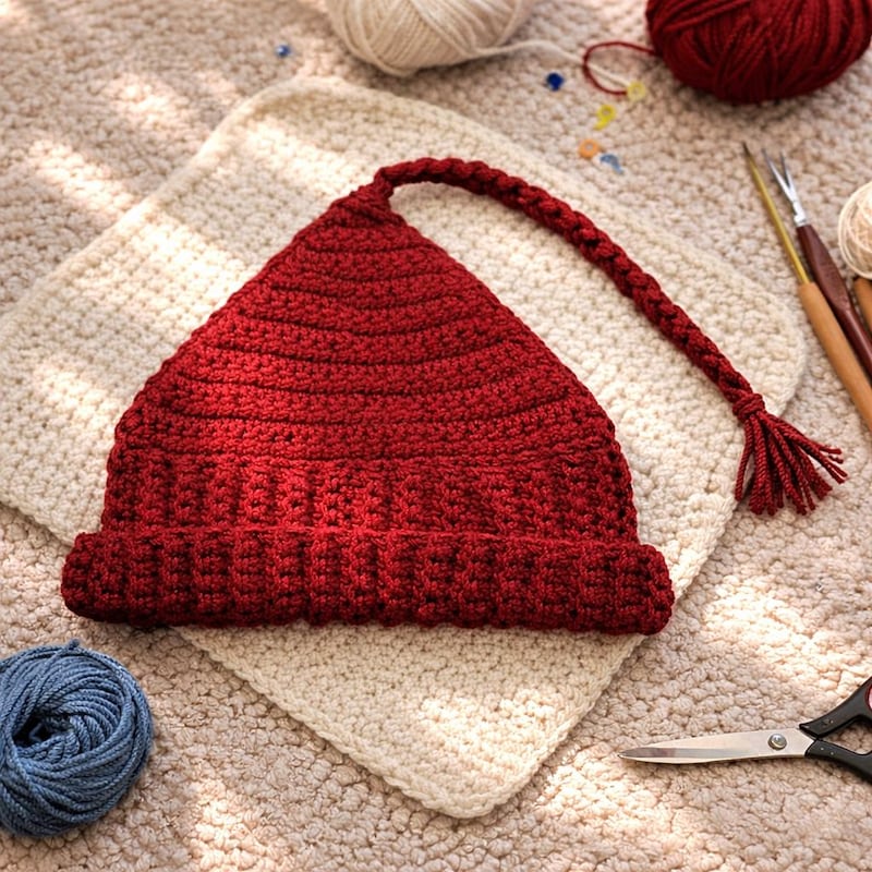 Red Pointy Knitted Hat - Etsy