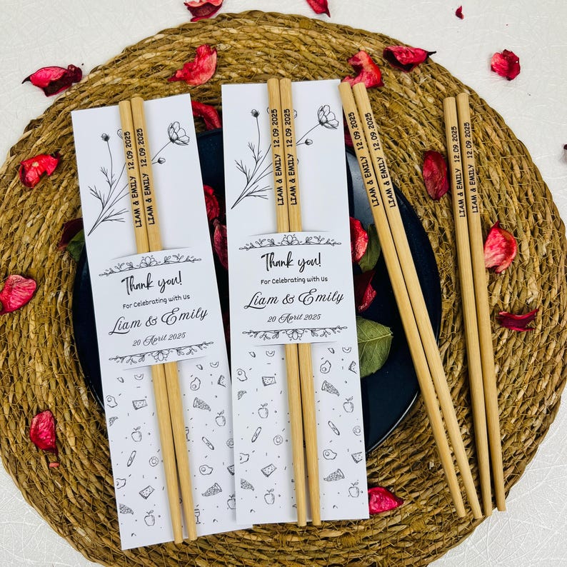 Personalized Chopsticks Favors – Custom Chopstick Wedding Guest Gift ...