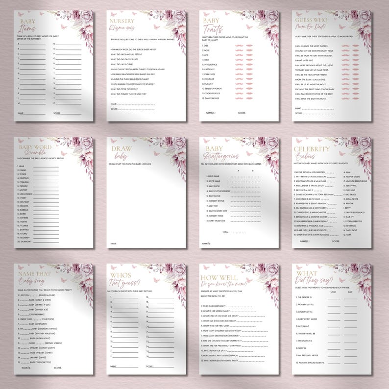 Baby Shower Games Bundle Printable, Editable Baby Shower Game Pack ...