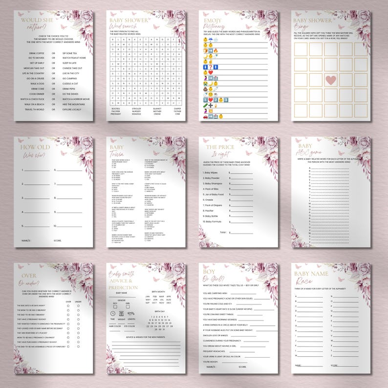Baby Shower Games Bundle Printable, Editable Baby Shower Game Pack ...