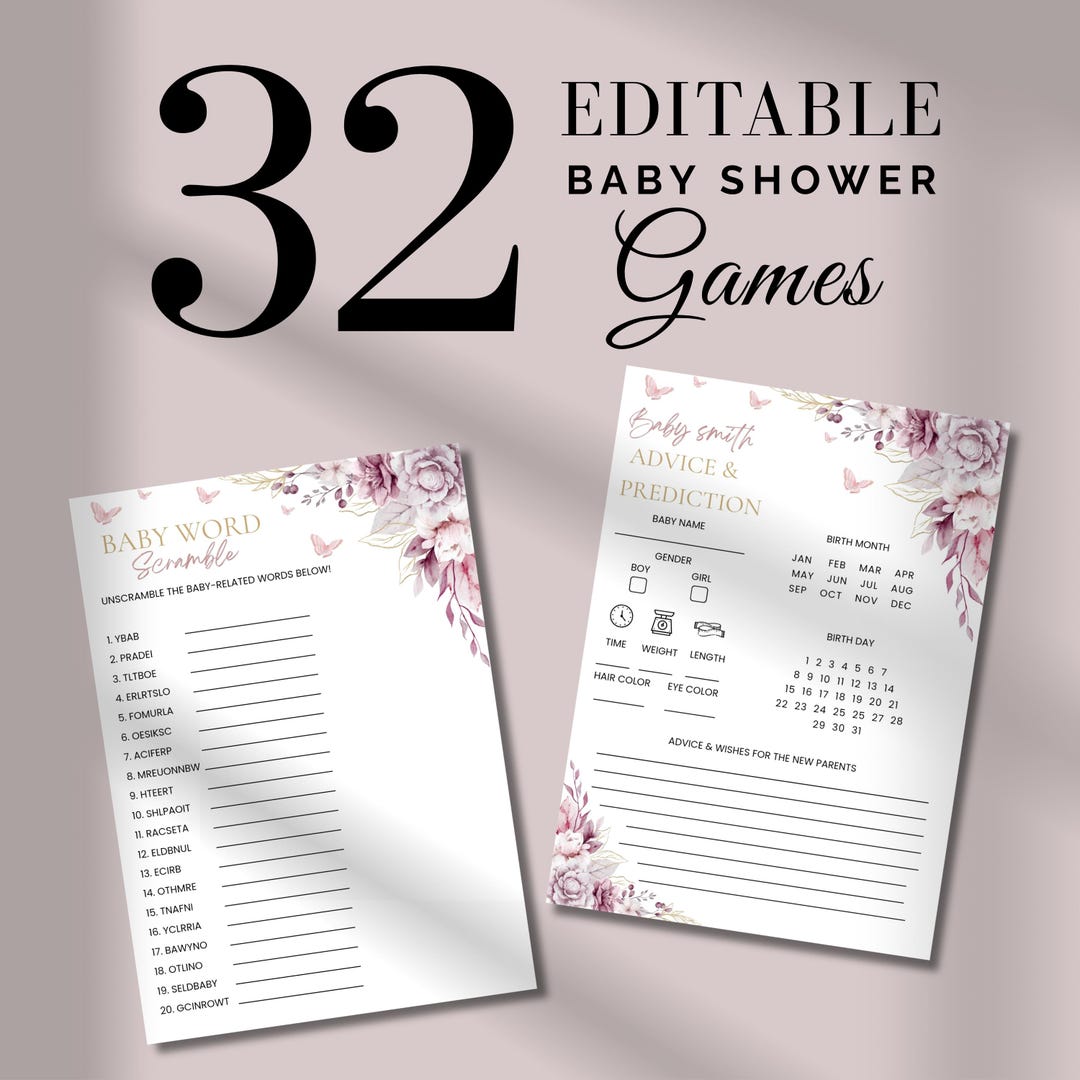 Baby Shower Games Bundle Printable, Editable Baby Shower Game Pack ...