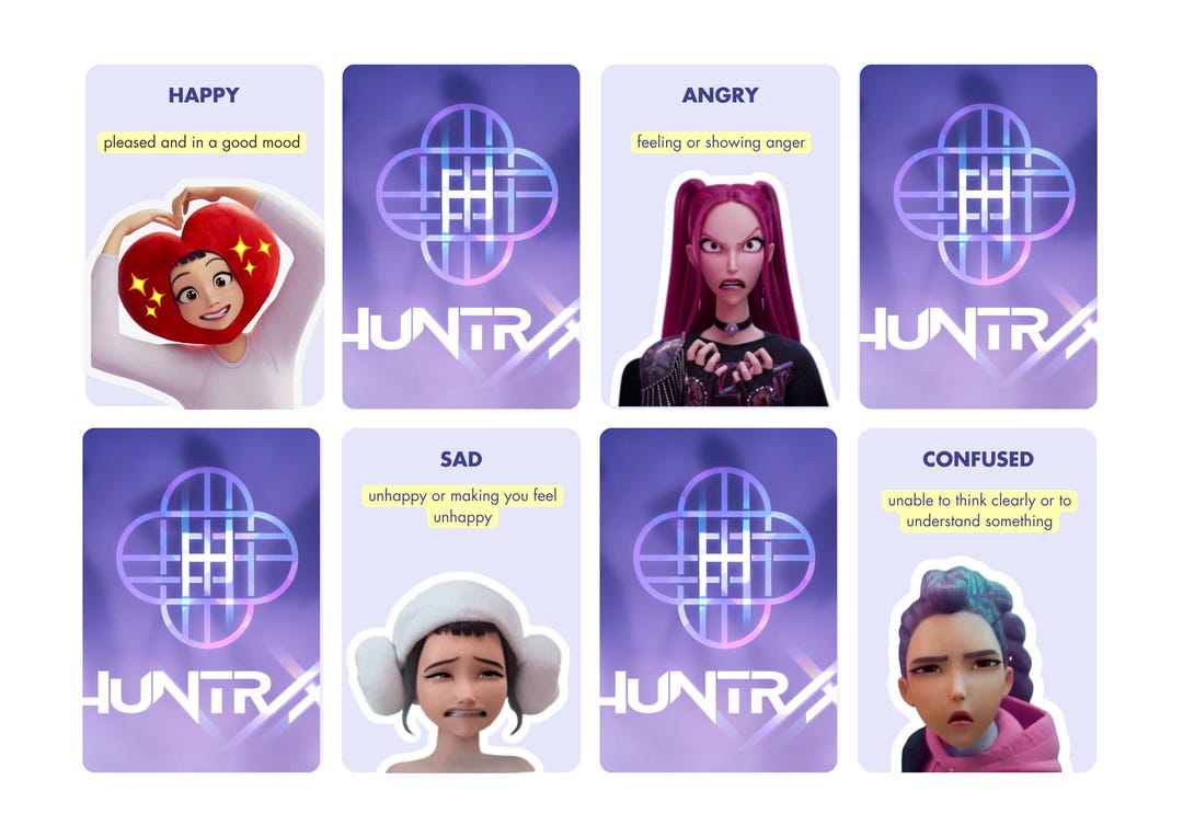 Kpop Demon Hunters Flashcards | Chibi Anime Emotions (digital Download ...