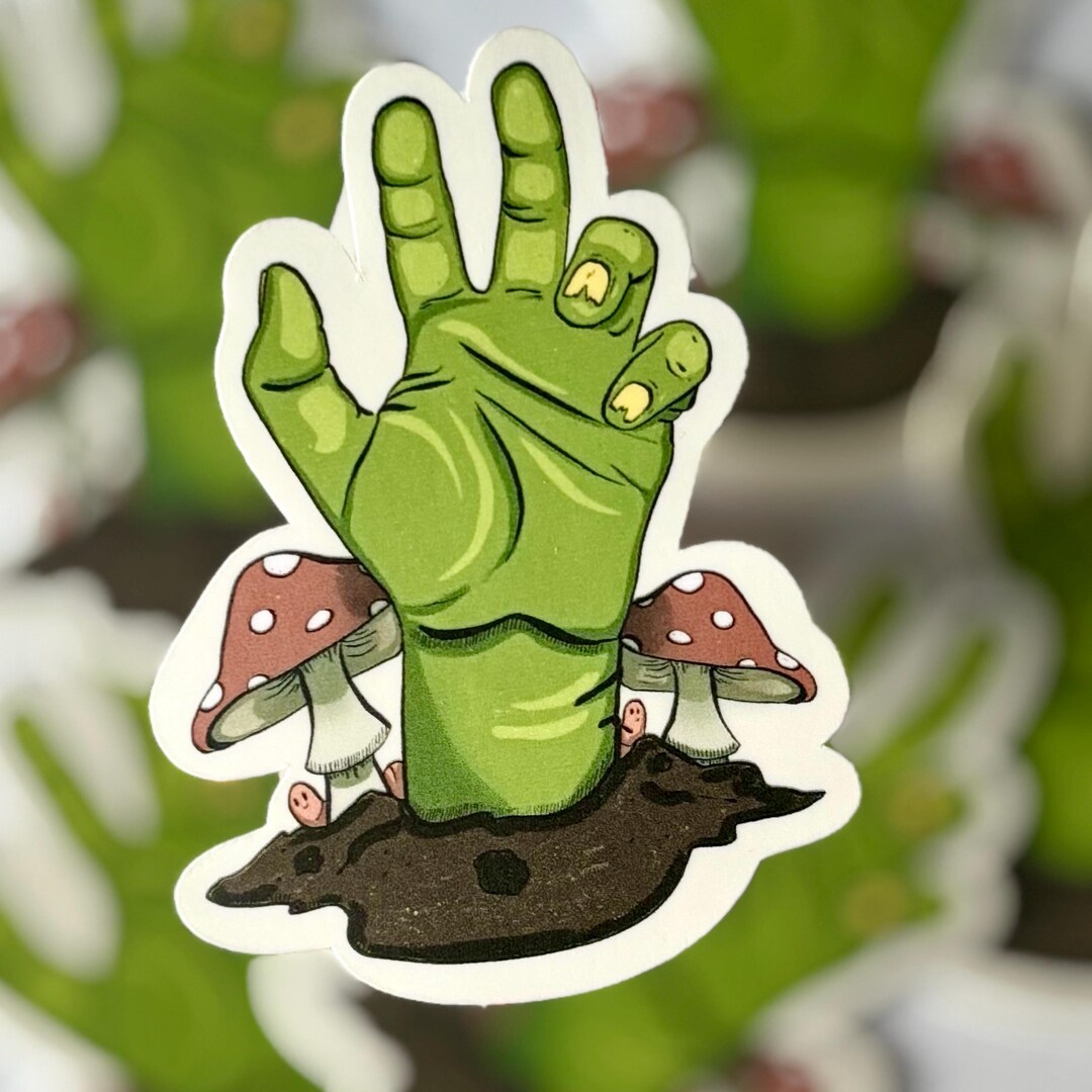 Cottagecore Horror Sticker, Zombie Vinyl Decal, Mushroom Design - Etsy