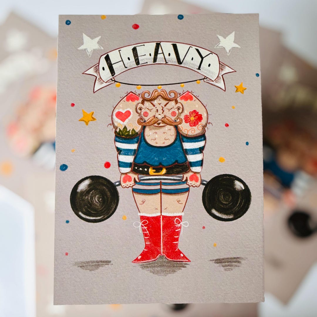 Circus Strongman Art Print, Vintage Tattoo Illustration, 5x7 - Etsy