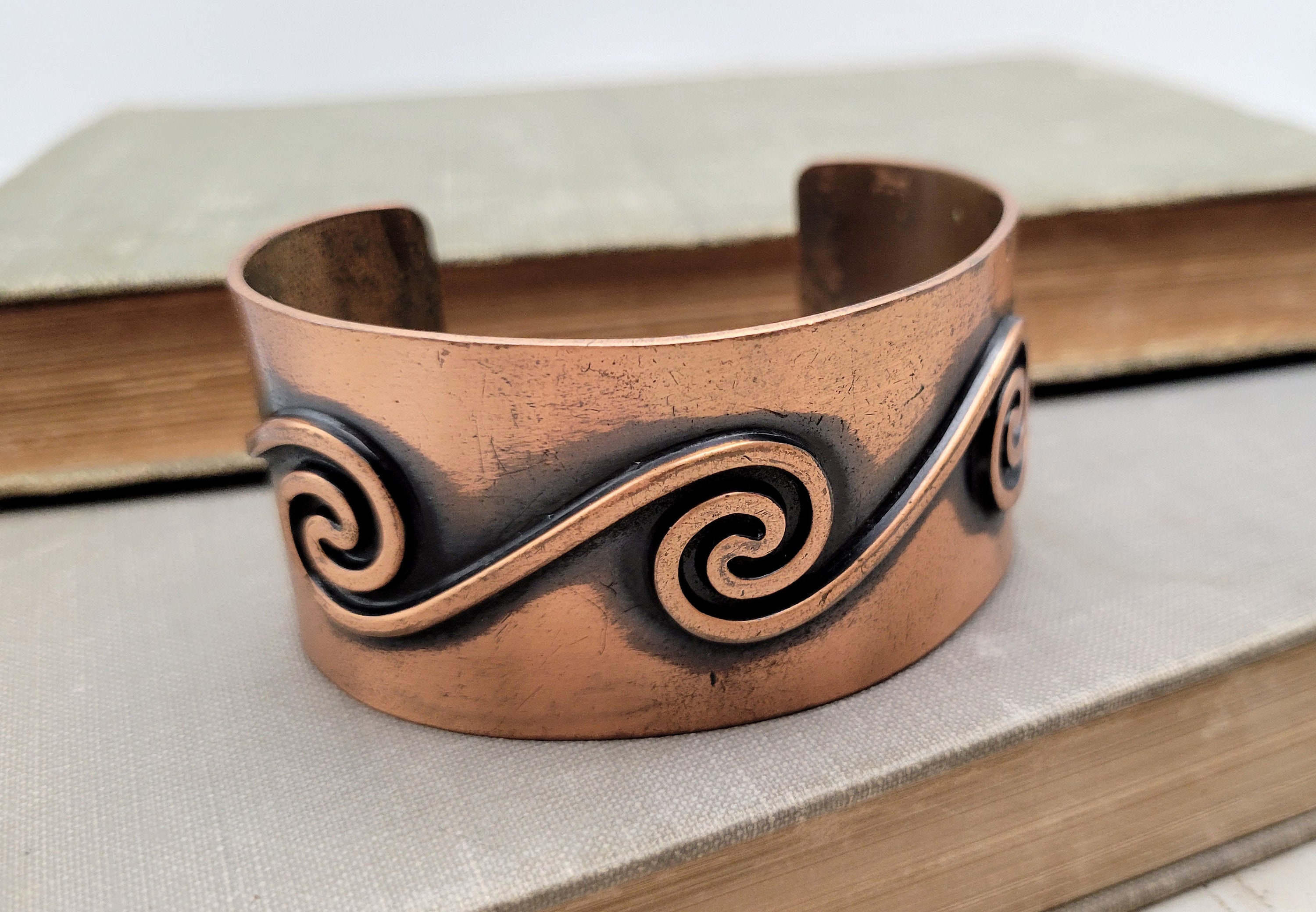 Vintage Copper Cuff Bracelet Spiral Design Bell Trading Post - Etsy