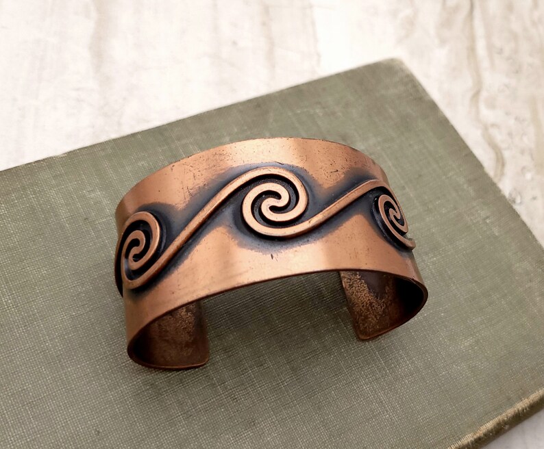 Vintage Copper Cuff Bracelet Spiral Design Bell Trading Post - Etsy
