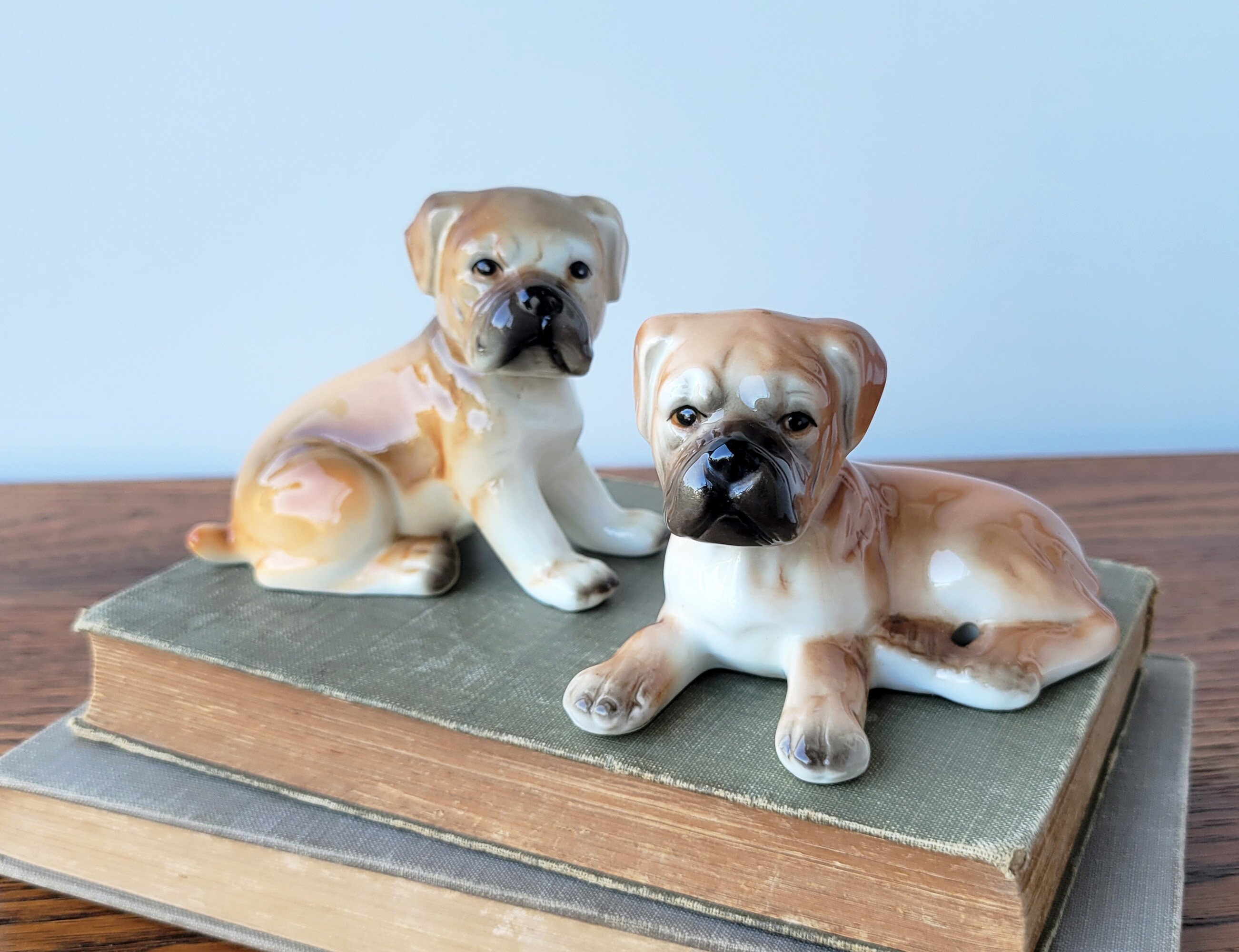 Vintage Porcelain Boxer Puppy Dog Figurines Brown Puppies - Etsy