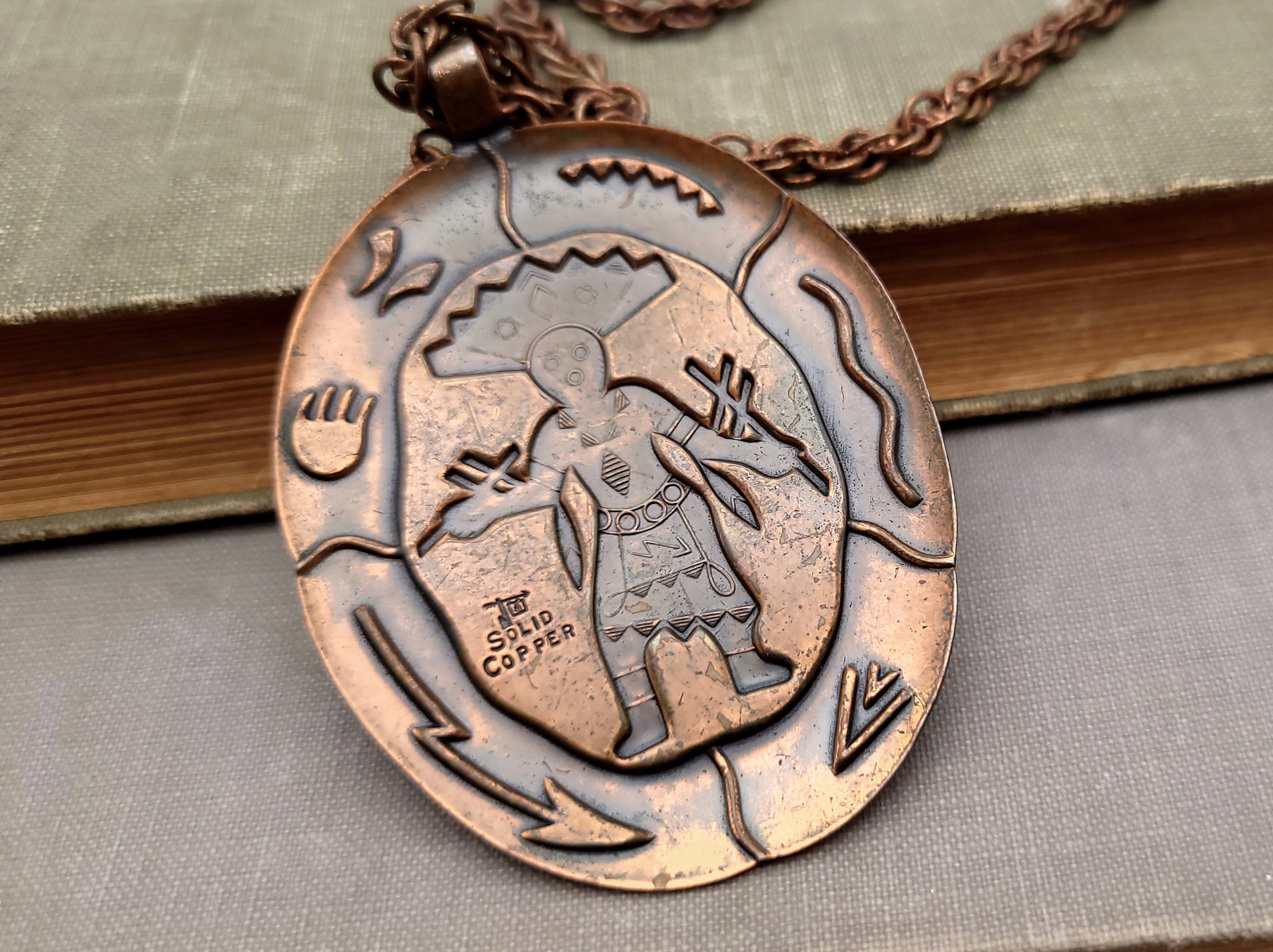 Vintage Copper Native American Kachina Necklace Bell Trading Post - Etsy