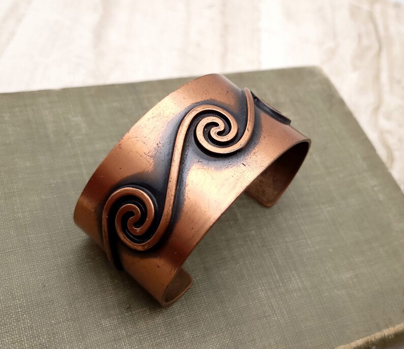 Vintage Copper Cuff Bracelet Spiral Design Bell Trading Post - Etsy