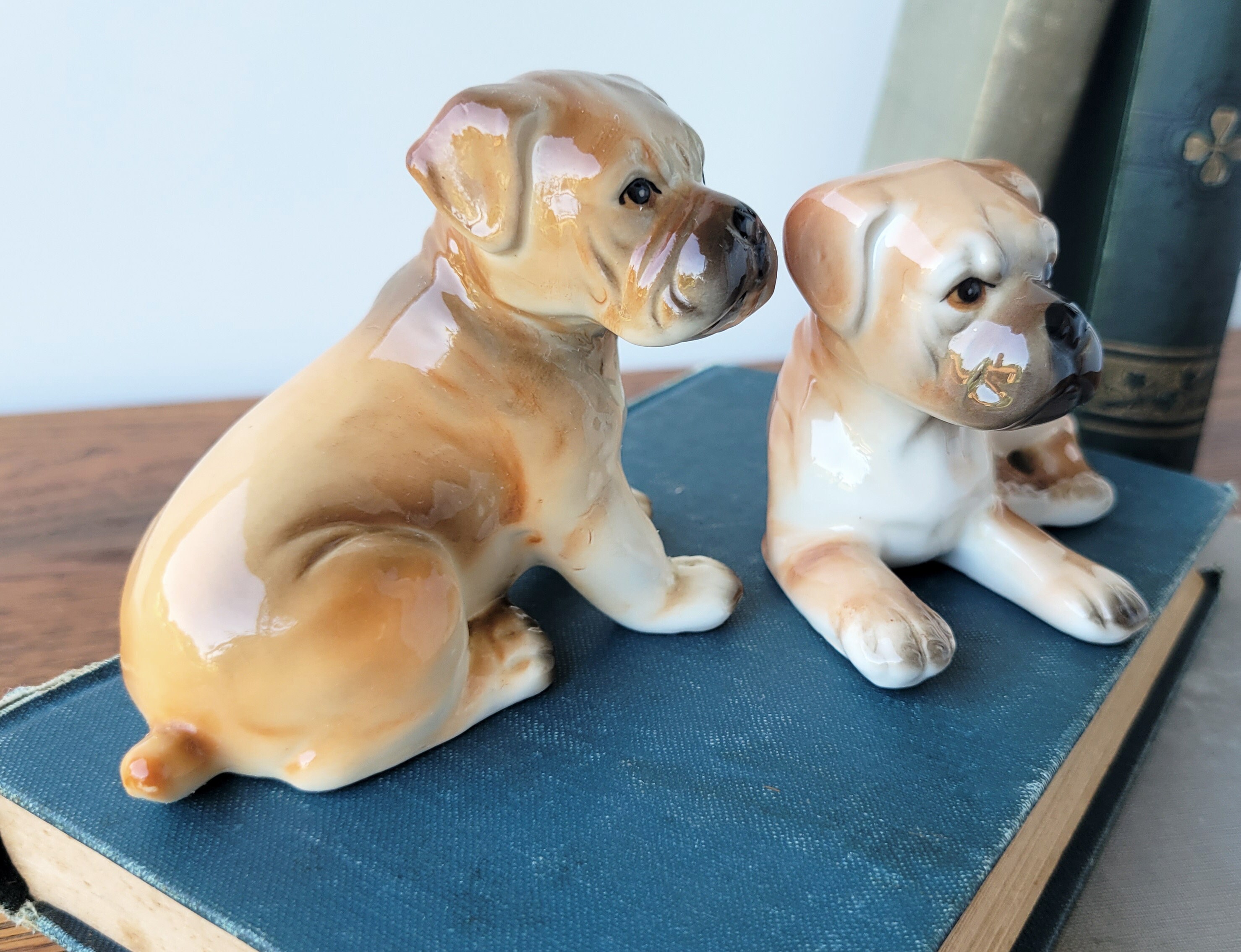 Vintage Porcelain Boxer Puppy Dog Figurines Brown Puppies - Etsy