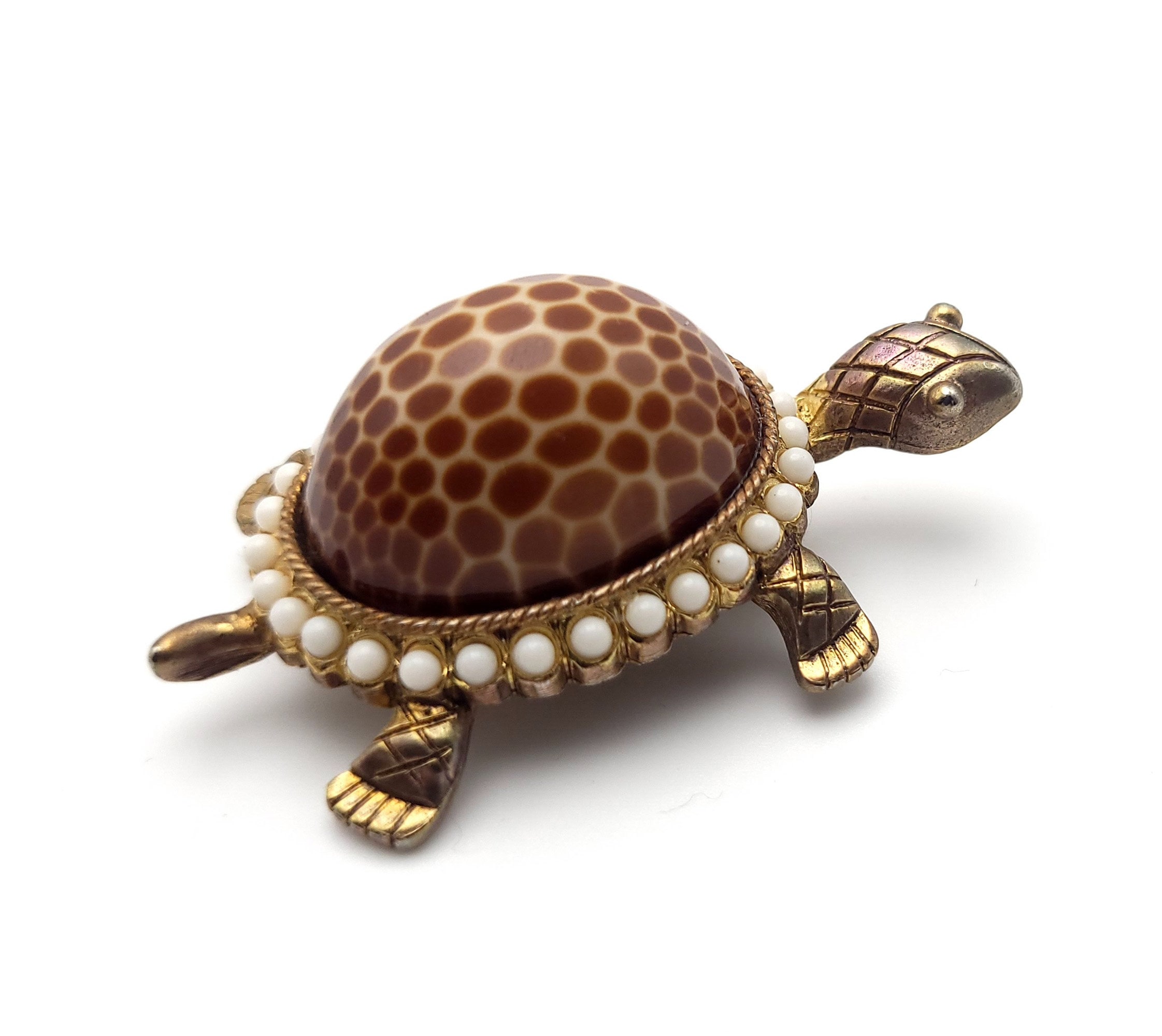 Vintage Brown Tortoise Brooch Cute Turtle Brooch Signed JJ - Etsy