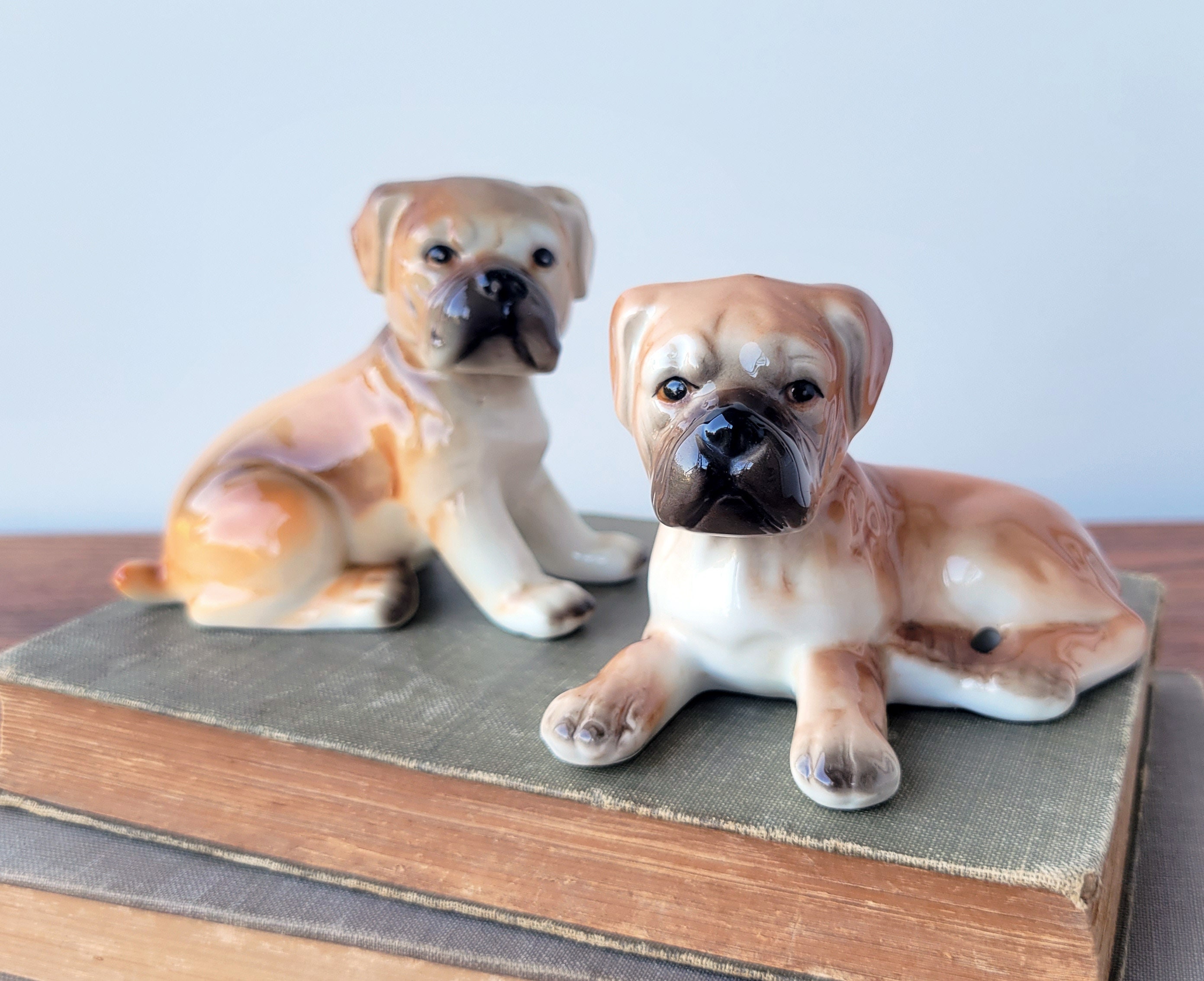 Vintage Porcelain Boxer Puppy Dog Figurines Brown Puppies - Etsy