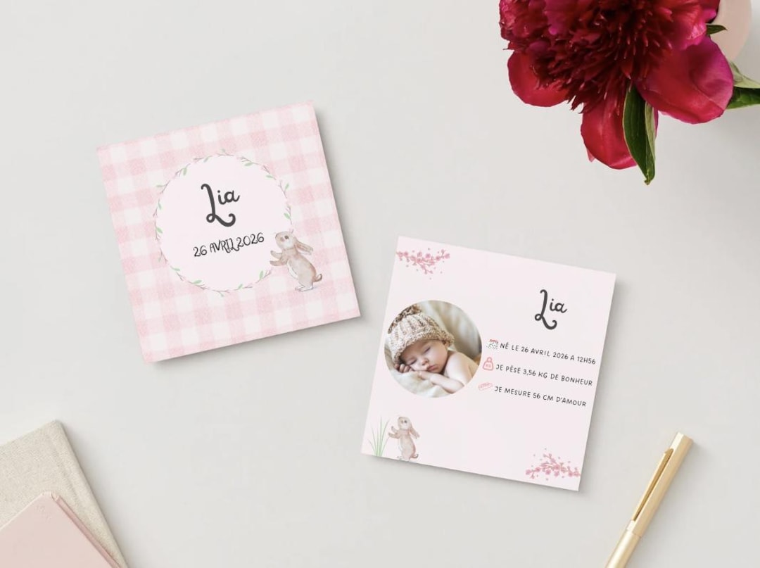 Customizable Printable Birth Announcement for a Girl, Thank You Card ...