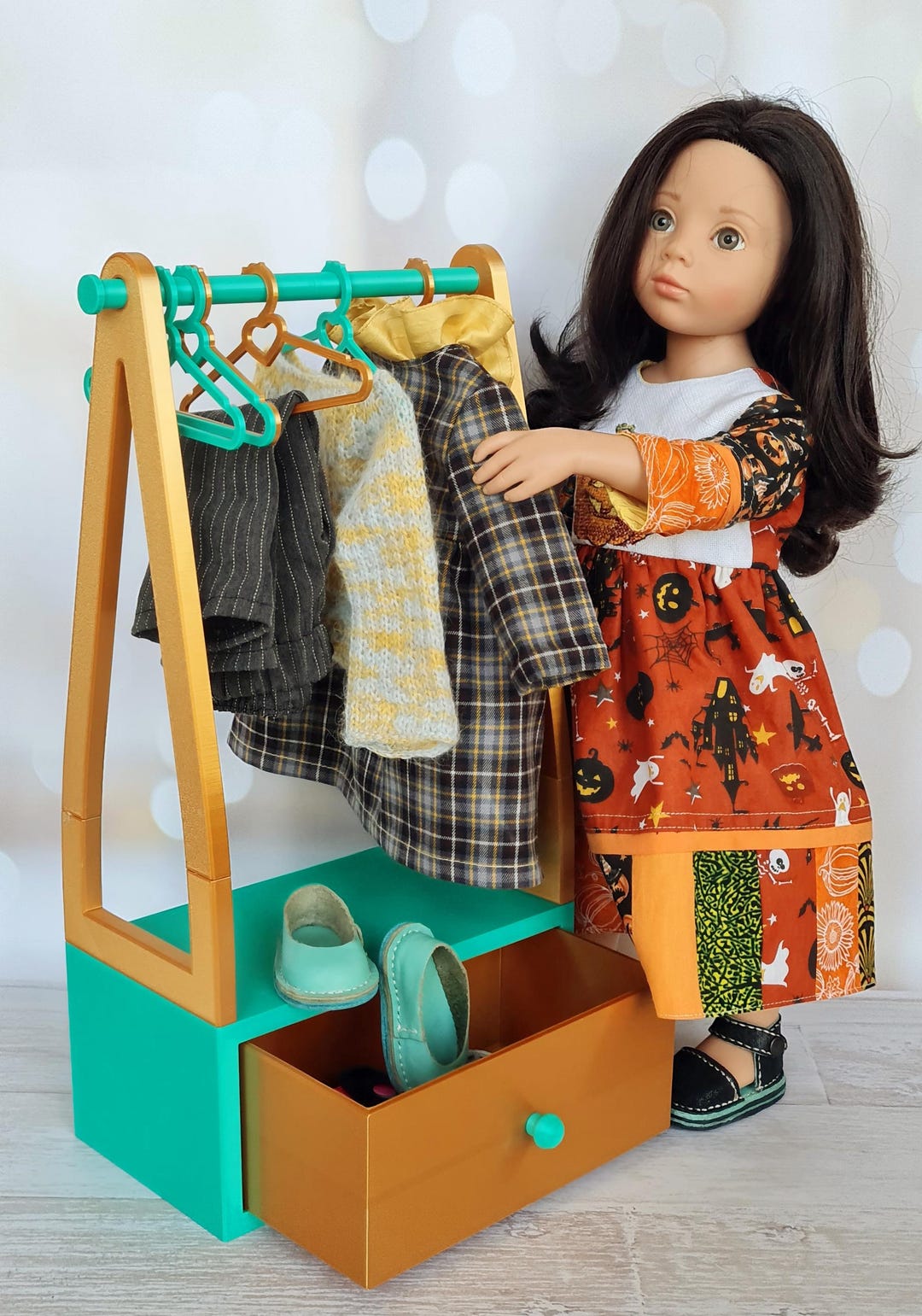 18 Inch Doll Clothes Rack With Drawer & Hangers - 50cm Doll Wardrobe - Etsy
