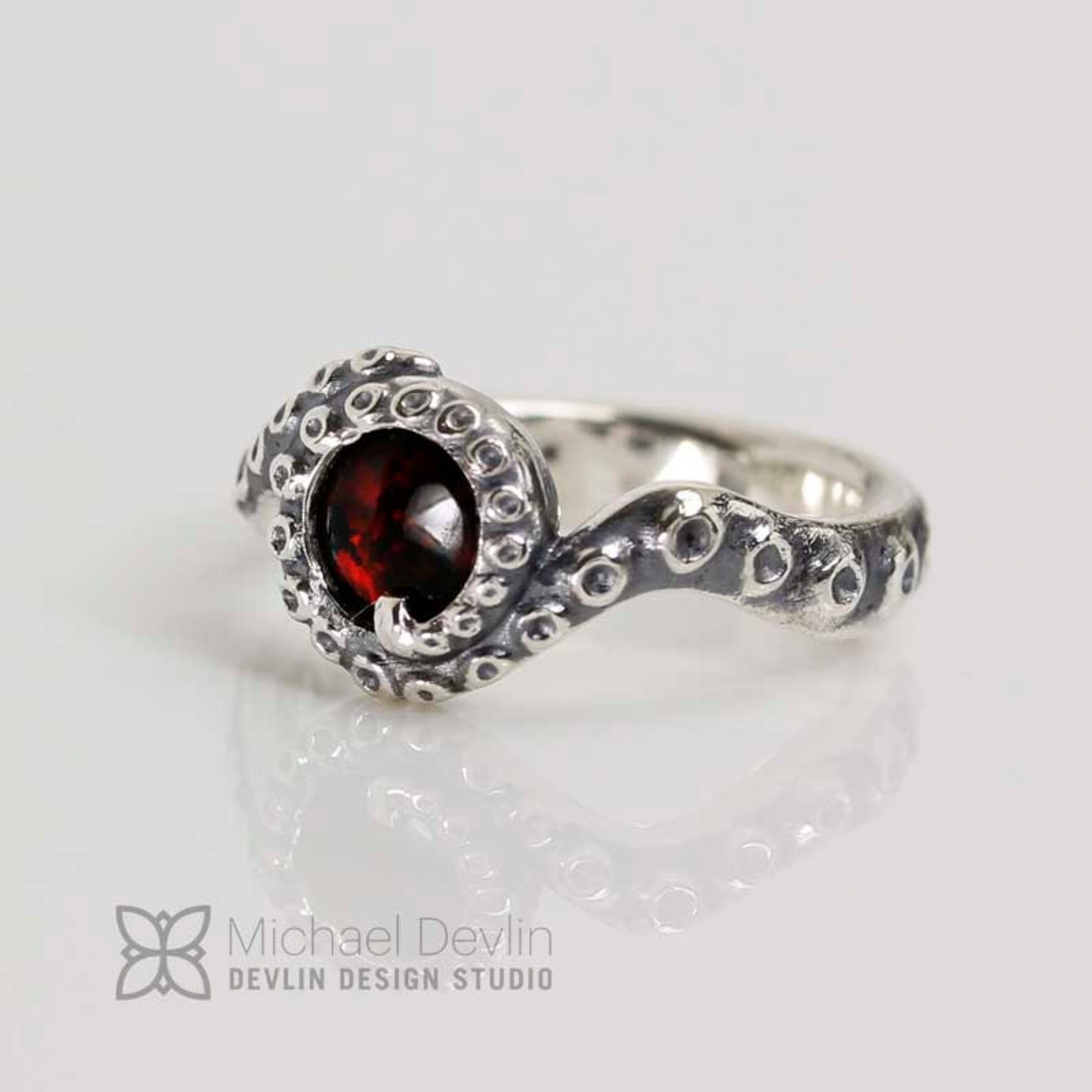 Octopus Inspired Ring, Black Opal Created, Sterling Silver - Etsy