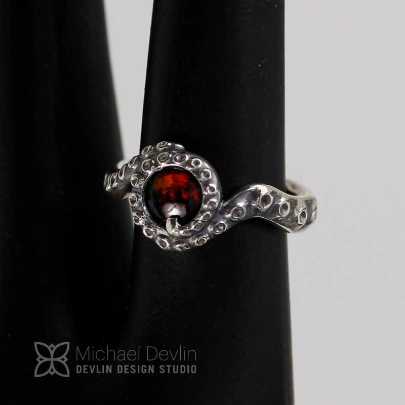 Octopus Inspired Ring, Black Opal Created, Sterling Silver - Etsy