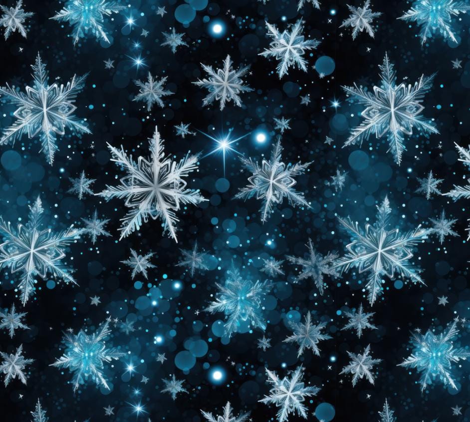 Sparkling Blue Snowflake Pattern - 100% Pure Cotton Fabric - Sold by ...