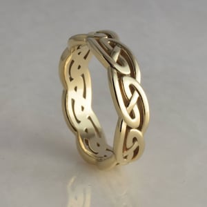 Celtic Eternal Knot Ring in 14K Gold or 10K Gold, 5mm Wide Continuous Knot Ring in Yellow, White ...