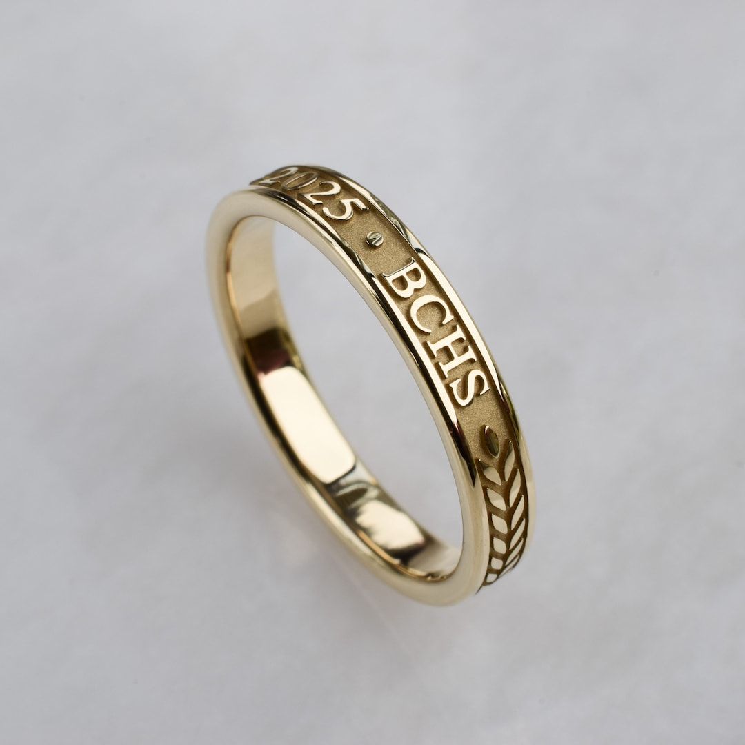 Custom Graduation Band 14kt Solid Yellow Gold or White Gold, Stackable ...