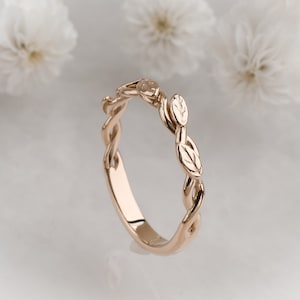 Woven Vine Ring in Solid 14 Karat or 10 Karat Yellow, White, or Rose ...