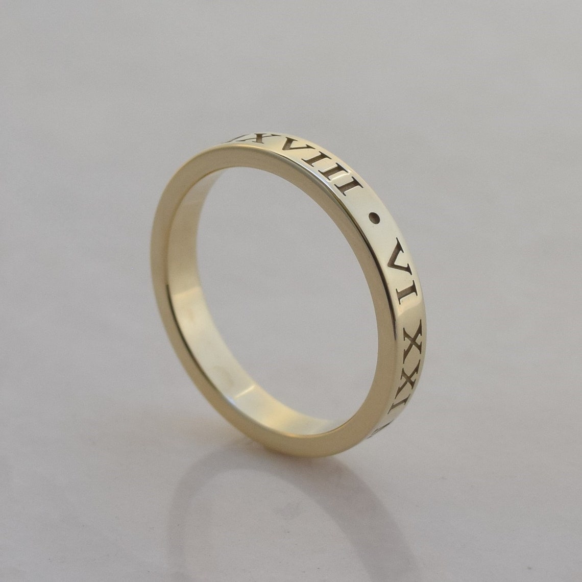 Personal Numeral Ring Solid 10K Gold Roman Numerals - Etsy