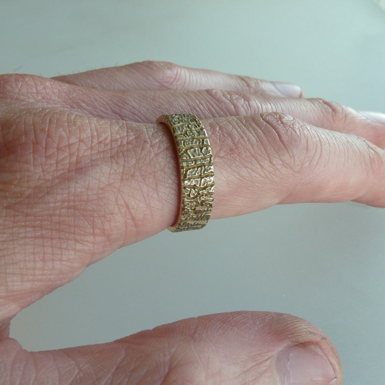 14K Yellow Gold Maple Tree Bark Ring Old World Finish 6mm - Etsy Canada