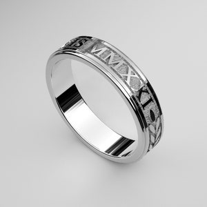 10K Gold Custom Roman Numeral Class Ring, Solid Yellow Gold or White ...