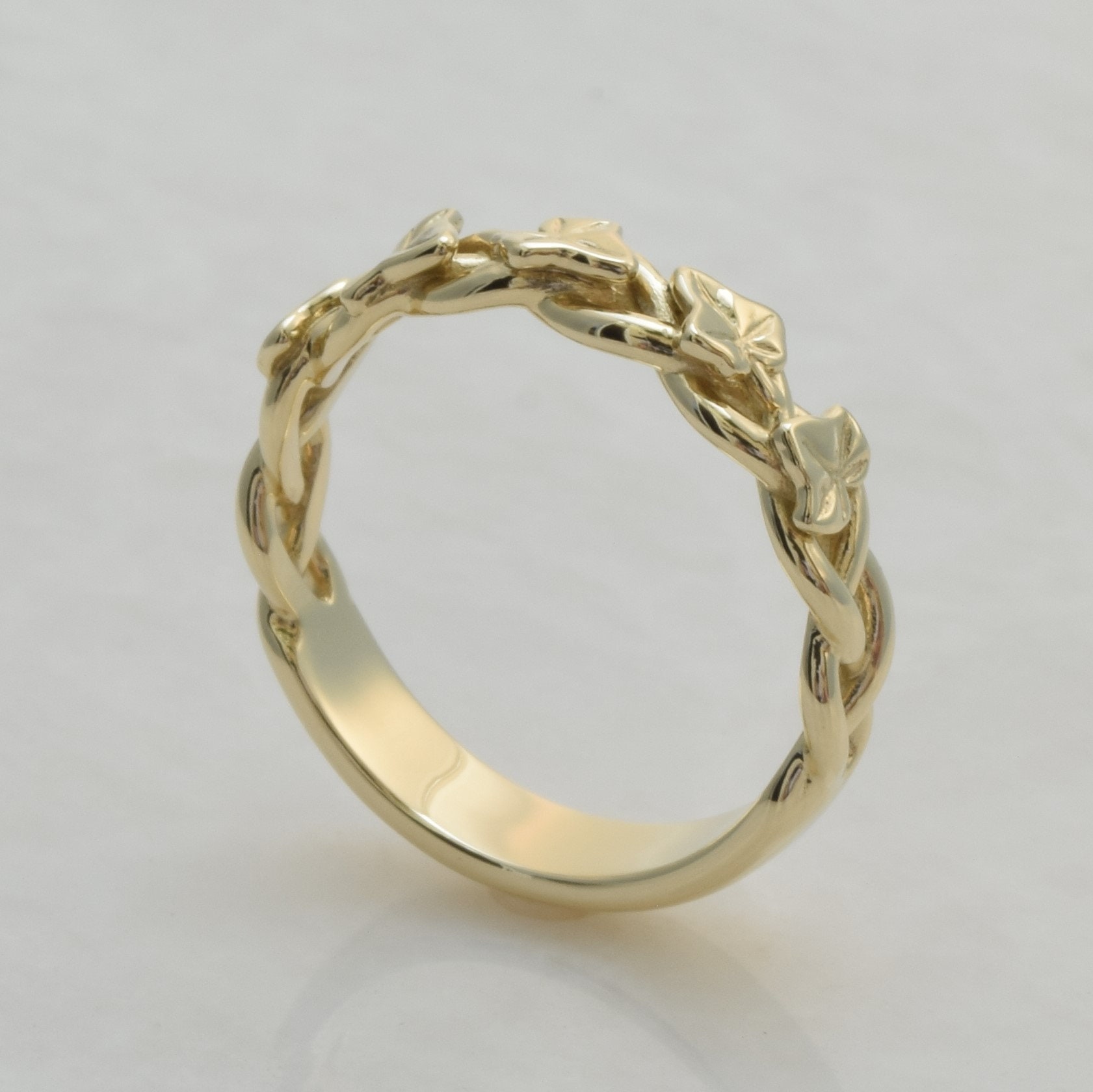 Braided Vines Ring Solid Yellow White or Rose Gold Woven | Etsy