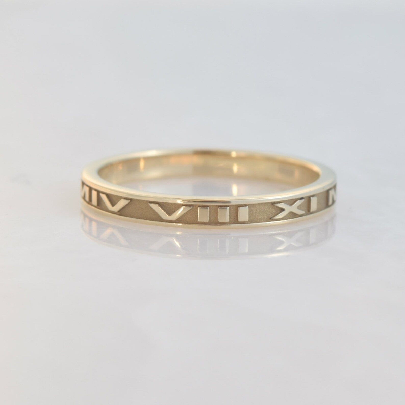 10K Gold Custom Roman Numeral Ring Solid Yellow Gold | Etsy