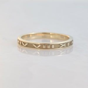 10K Gold Custom Roman Numeral Ring Solid Yellow Gold | Etsy