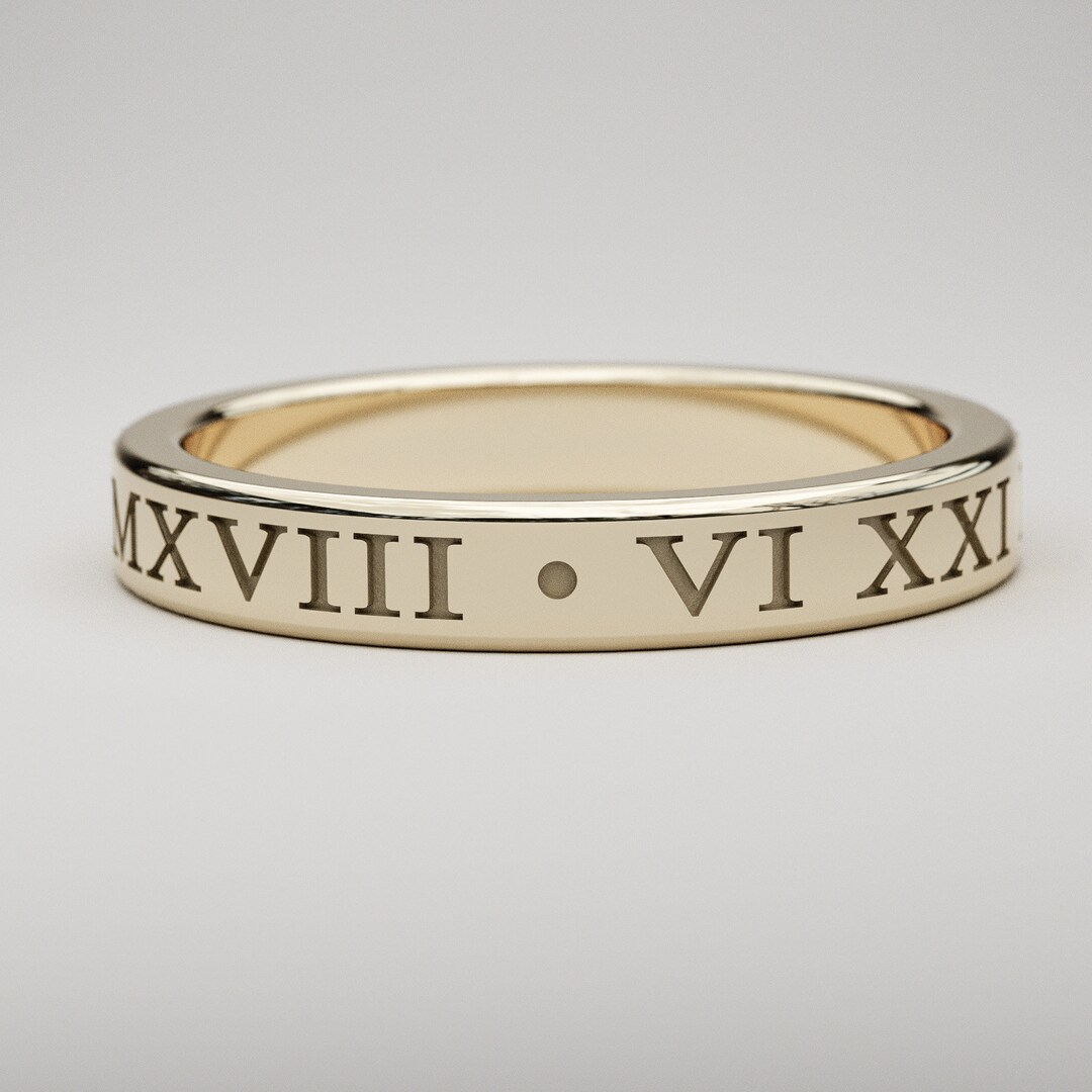 Personal Numeral Ring Solid 10K Gold Roman Numerals - Etsy