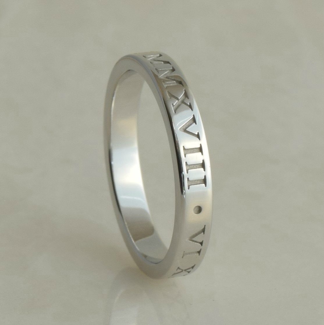 Personal Numeral Ring Solid 10K Gold Roman Numerals | Etsy