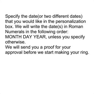 Personalized 10K Solid Gold Roman Numeral Ring , 4mm Wide, White or ...