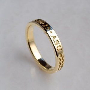 Small Class Ring Featuring School Letters, Year and Degree or Diploma ...