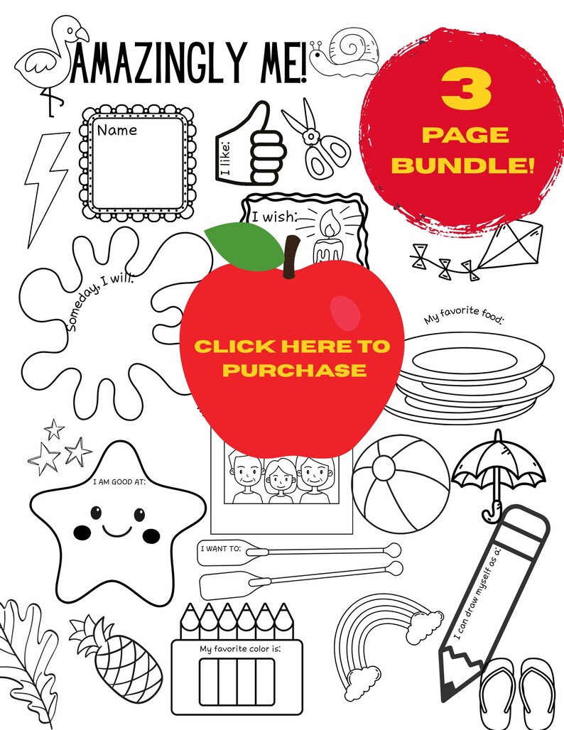 All About Me Worksheet Bundle: Back to School Activity (PDF Printables ...